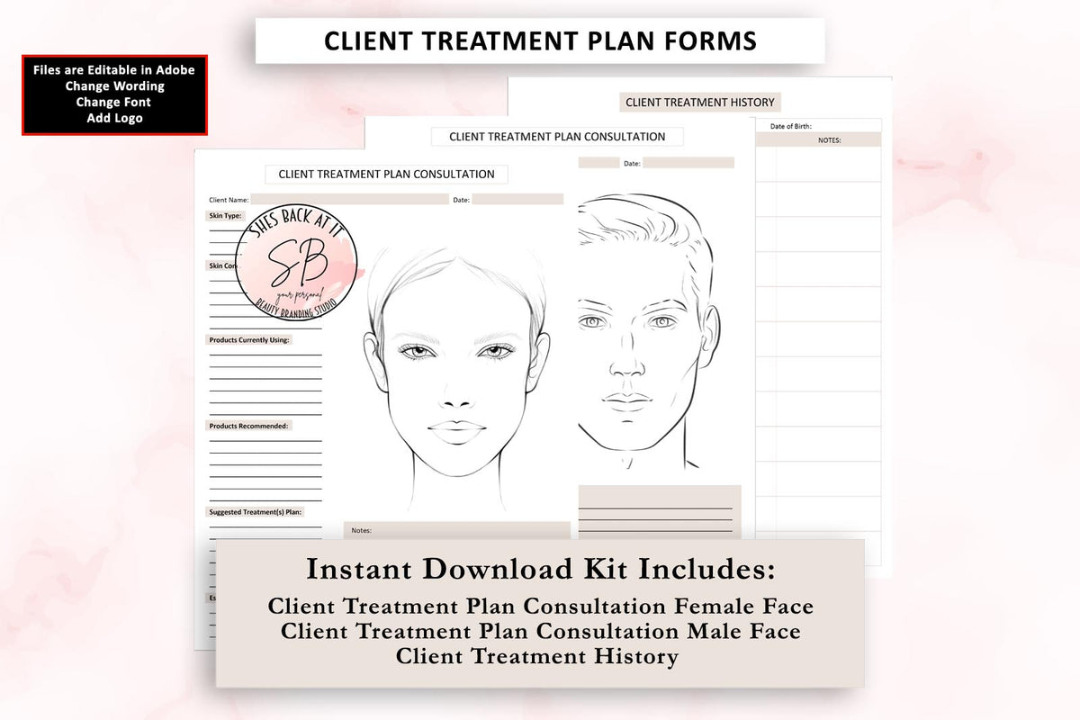 Client Treatment Plan | ShesBackAtIt | Printable Spa, Salon and ...