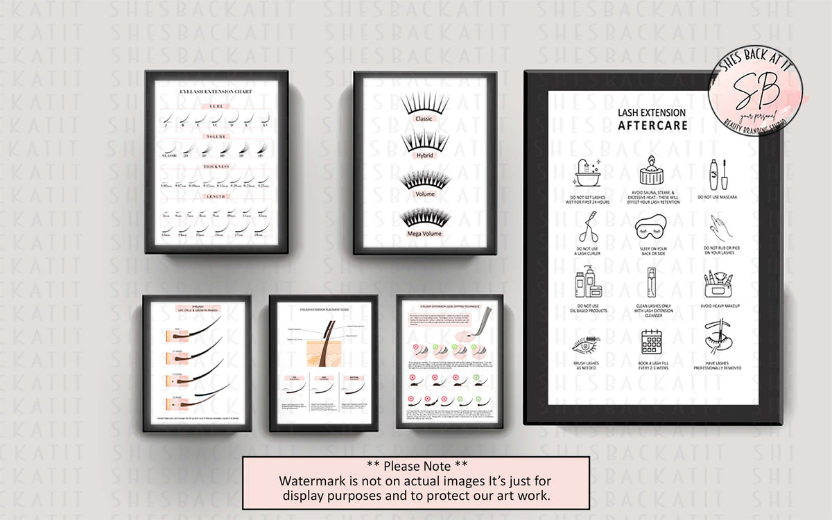 Eyelash Extension Printable Posters - Set of 6 | Salon Decor ...