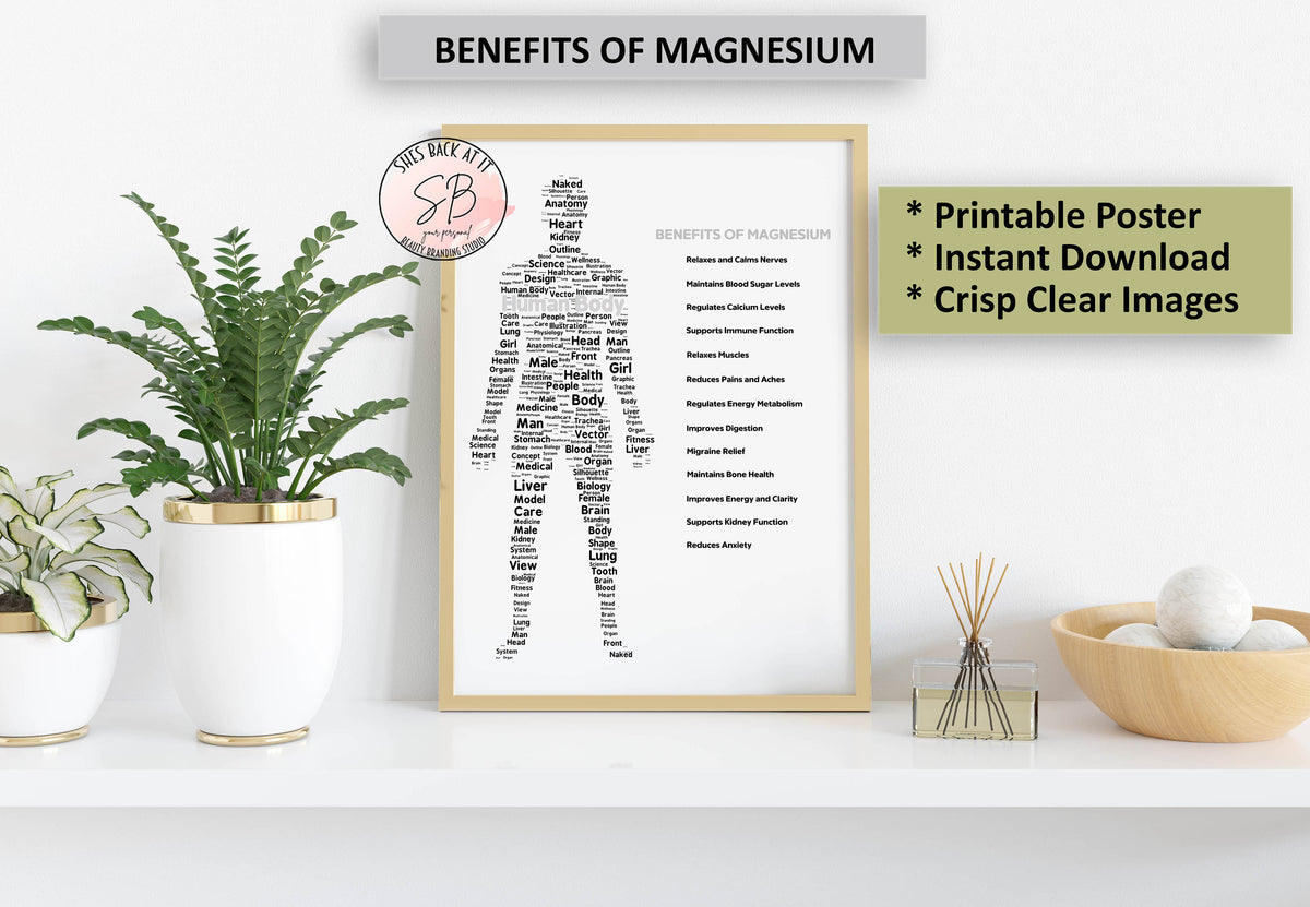 Benefits of Magnesium Printable Poster | ShesBackAtIt | Printable Spa ...