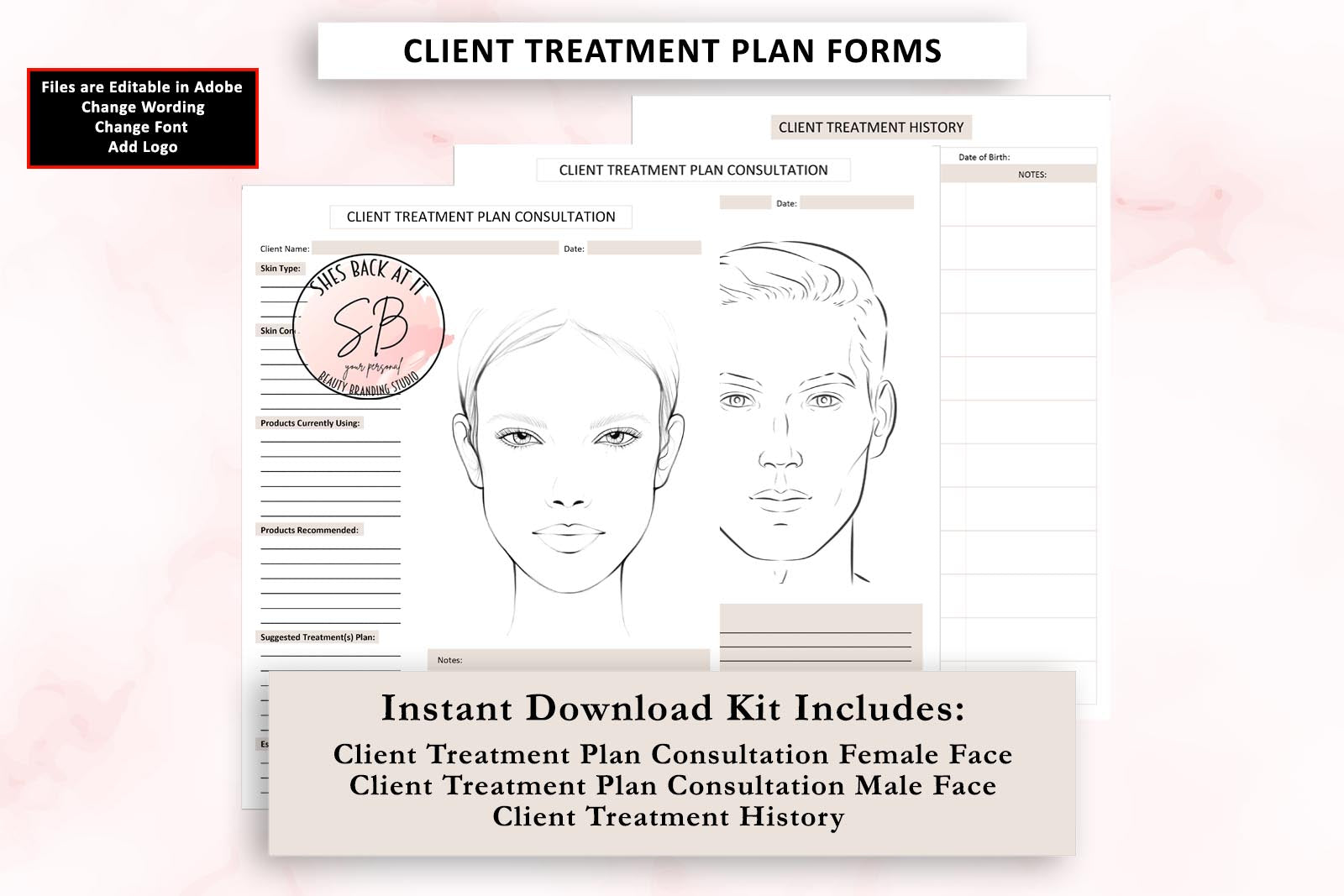 Client Treatment Plan | ShesBackAtIt | Printable Spa, Salon and ...