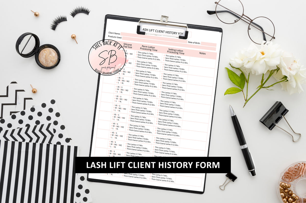 Lash Lift Treatment Record Form | ShesBackAtIt | Printable Spa, Salon ...