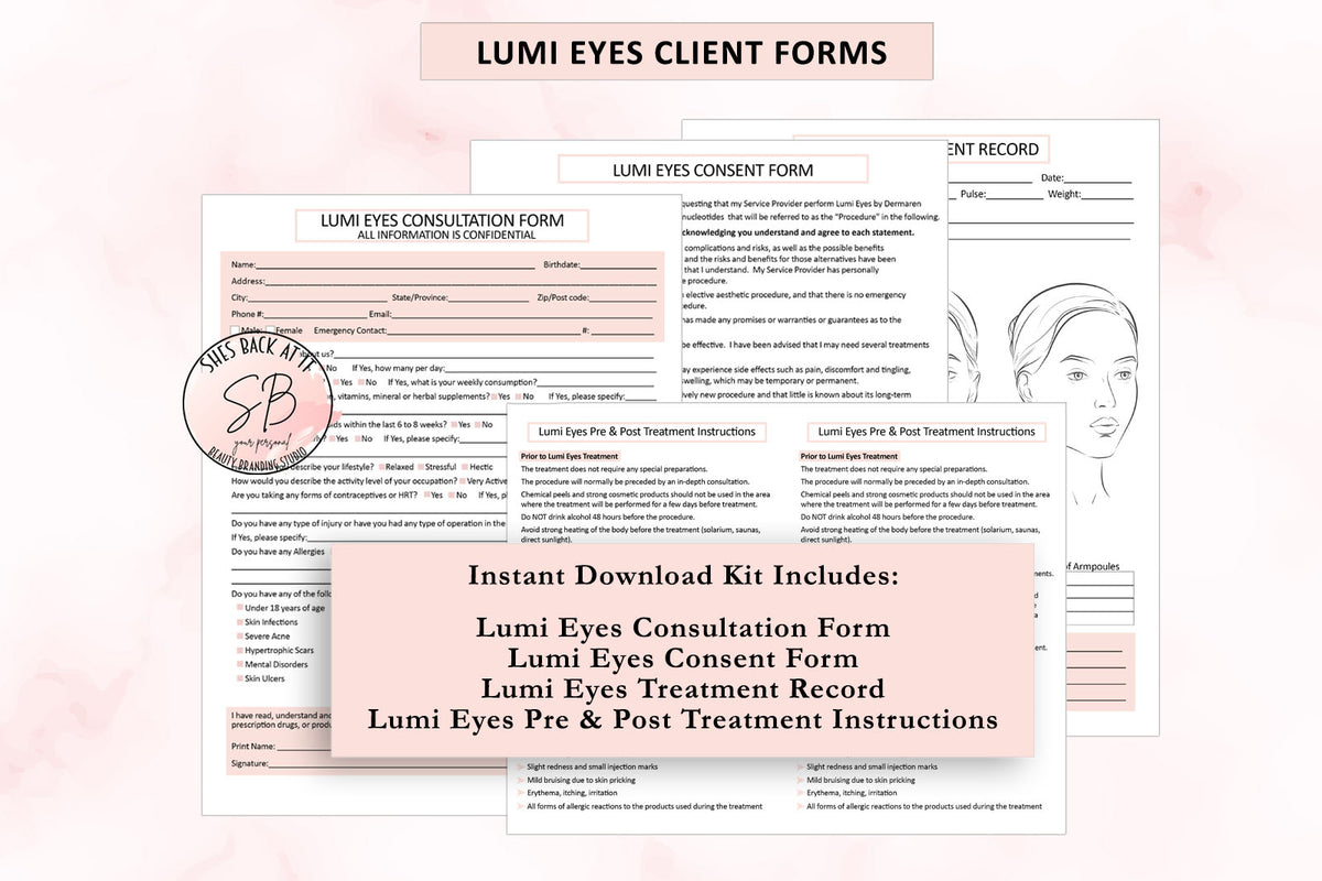 Lumi Eye Consent Form Template | ShesBackAtIt | Printable Spa, Salon ...