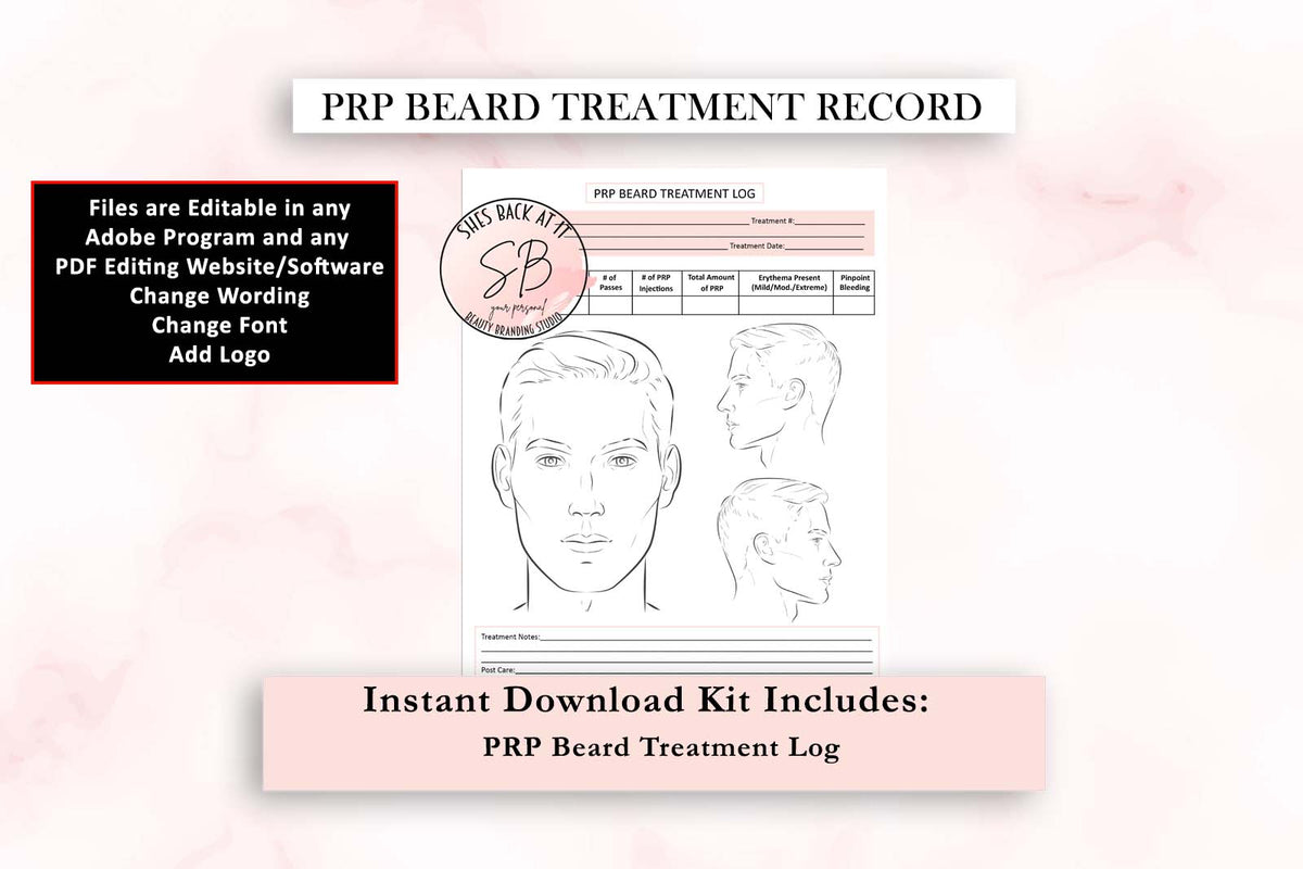 PRP Beard Treatment Log | ShesBackAtIt | Printable Spa, Salon and ...