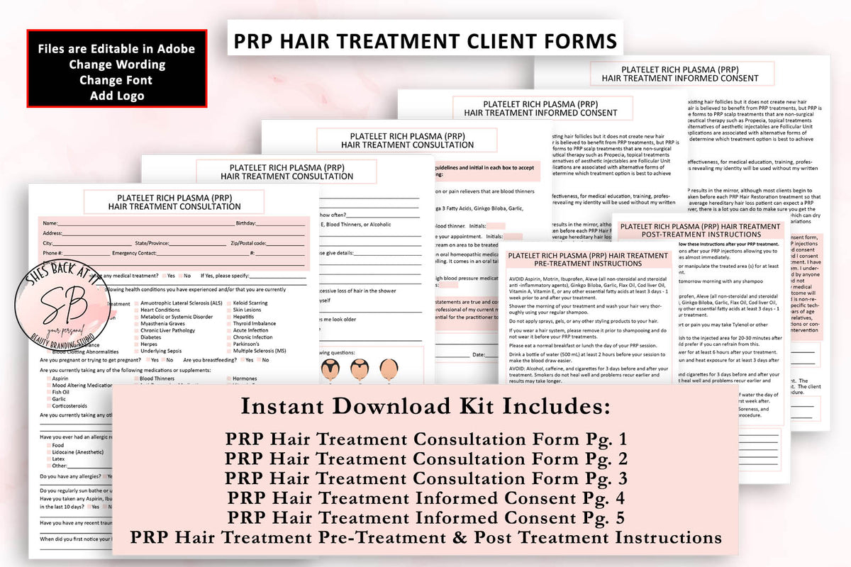 Platelet Rich Plasma Hair Treatment Intake Form | ShesBackAtIt ...
