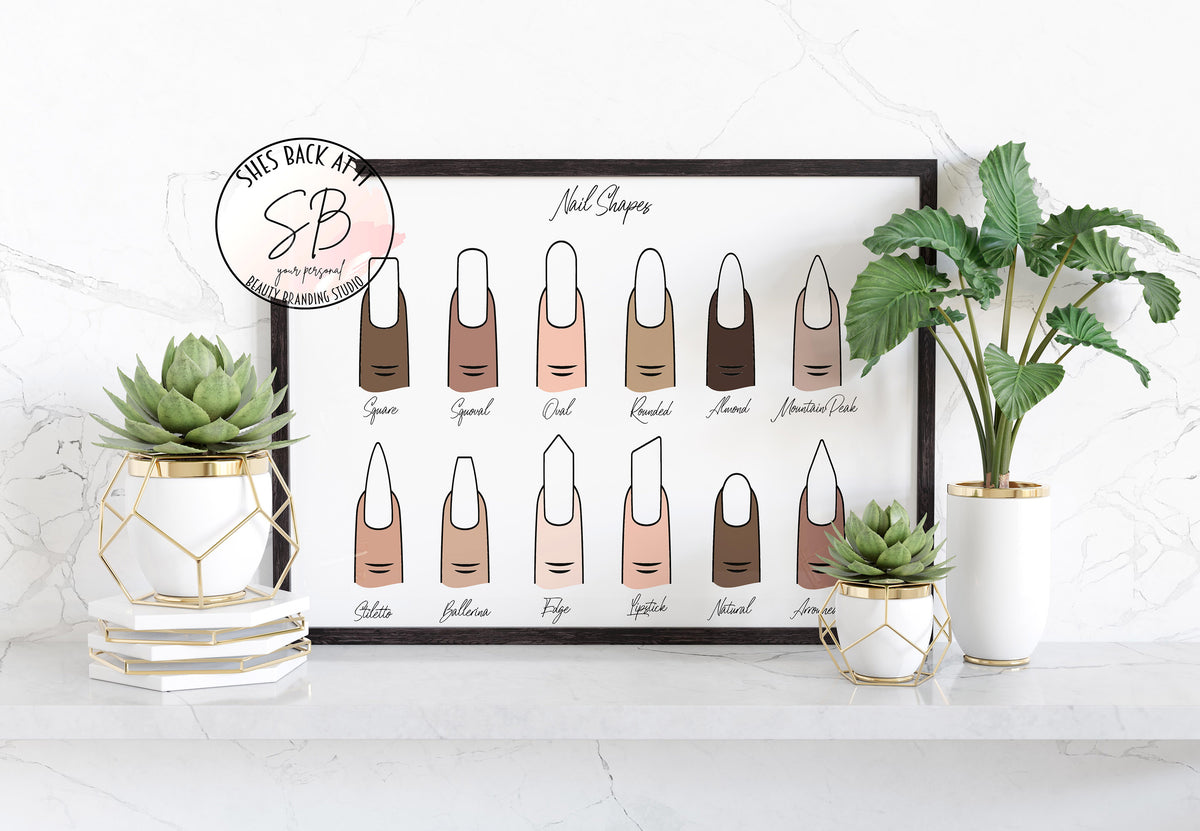 Nail Shape Chart | ShesBackAtIt | Printable Spa, Salon and Esthetician ...