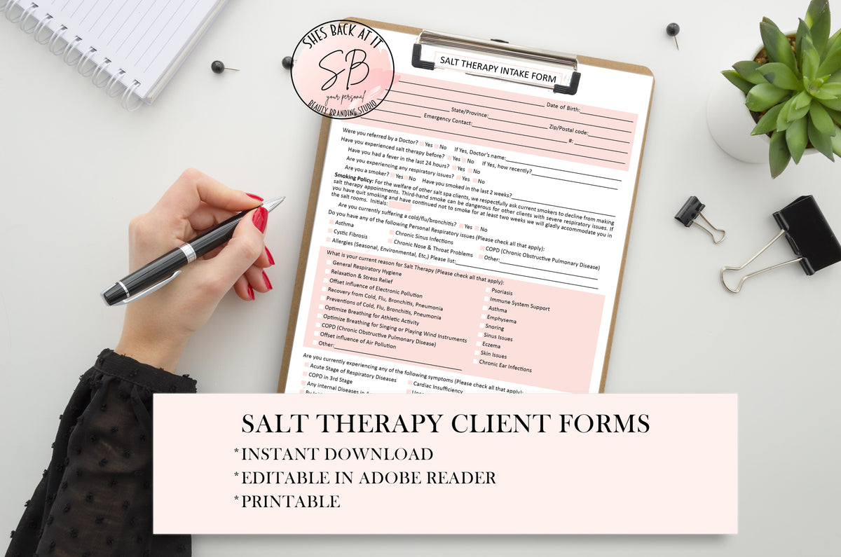 Salt Therapy Consent Form | ShesBackAtIt | Printable Spa, Salon and ...