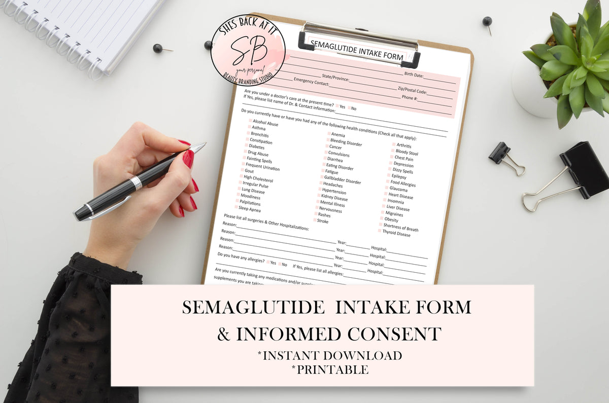 Semaglutide Injection Intake Form | ShesBackAtIt | Printable Spa, Salon ...