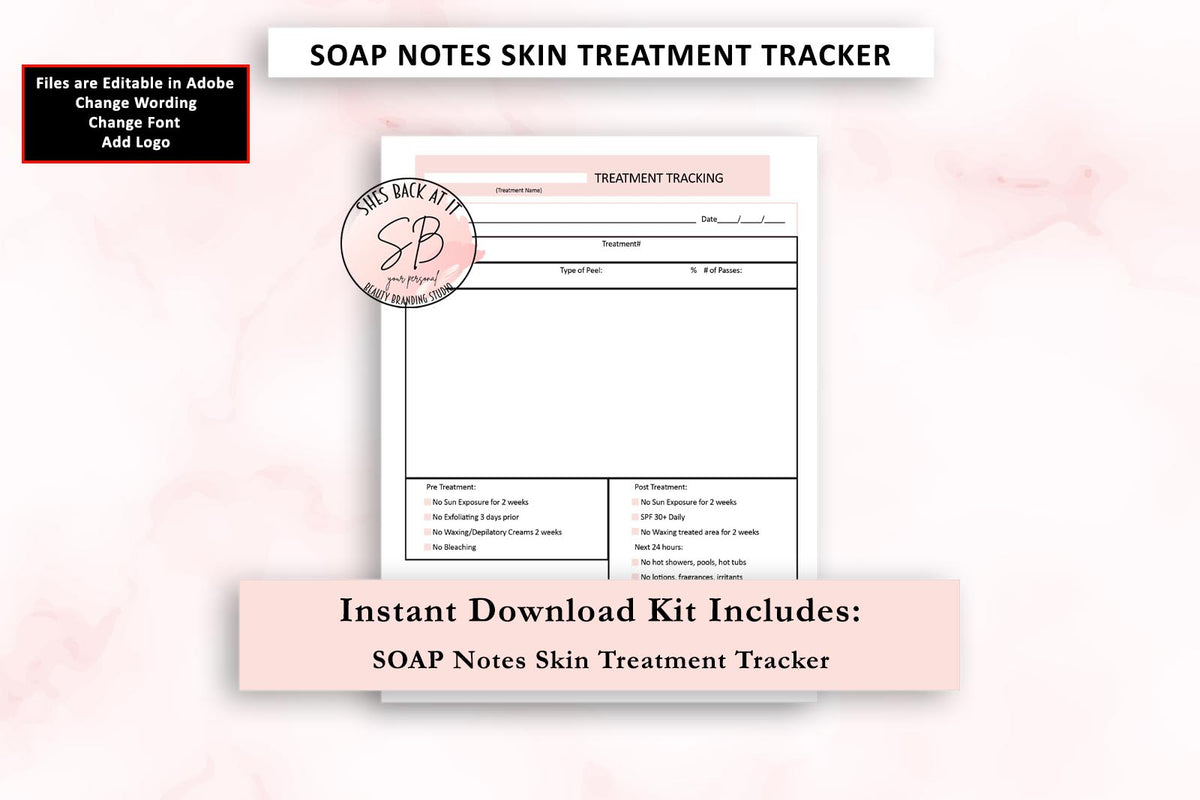 Esthetician SOAP Notes | ShesBackAtIt | Printable Spa, Salon and ...