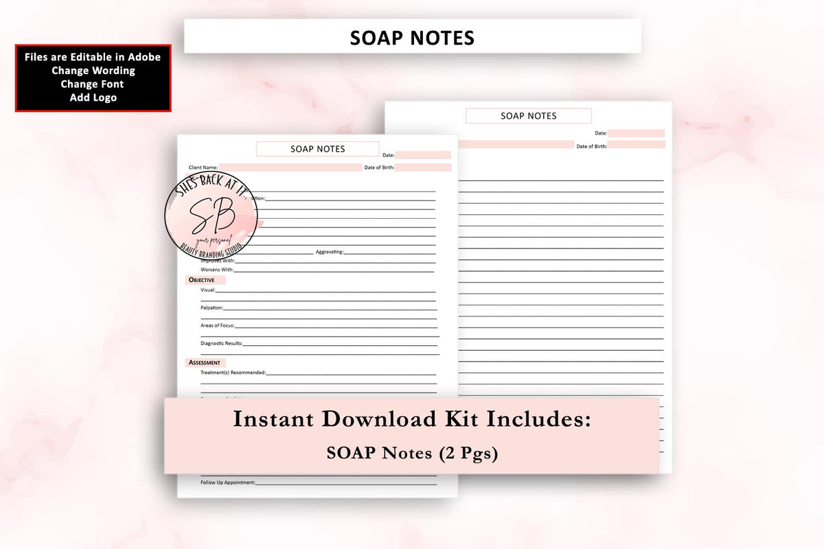 SOAP Notes | ShesBackAtIt | Printable Spa, Salon and Esthetician Client ...