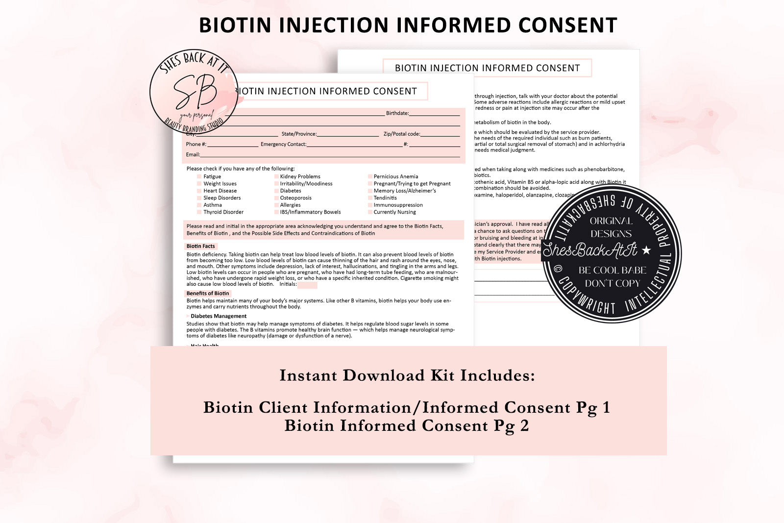 Biotin Injection Consent Form | ShesBackAtIt | Printable Spa, Salon and ...