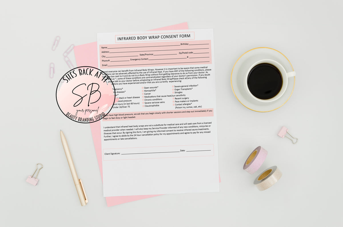 Infrared Body Wrap Consent Form | ShesBackAtIt | Printable Spa, Salon ...
