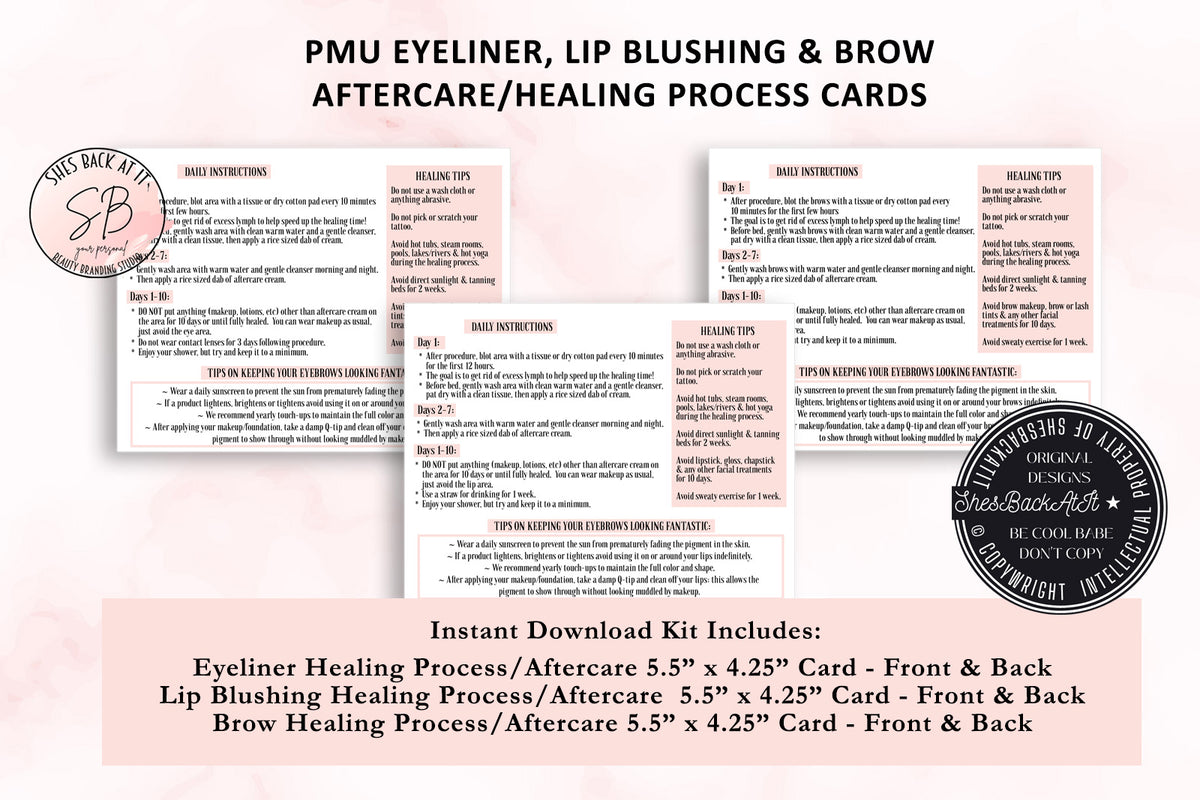 Permanent Makeup Healing Process Kit | ShesBackAtIt | Printable Spa ...