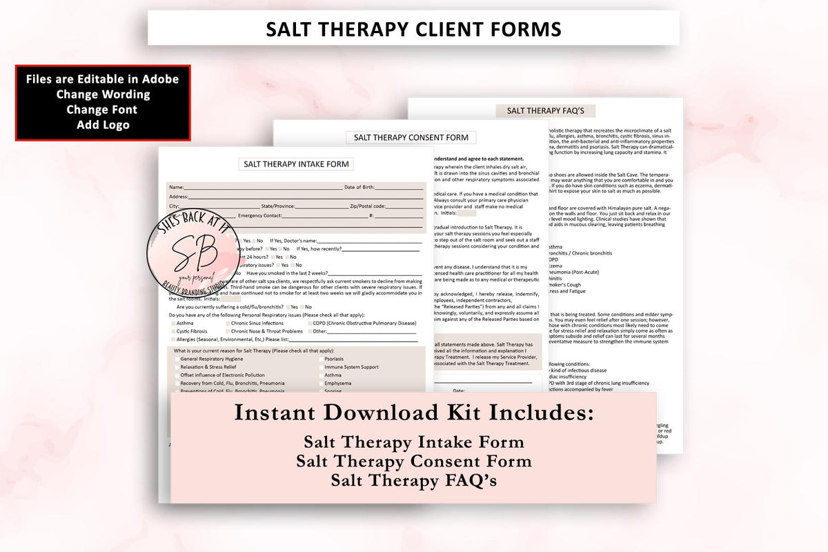 Salt Therapy Consent Form | ShesBackAtIt | Printable Spa, Salon and ...