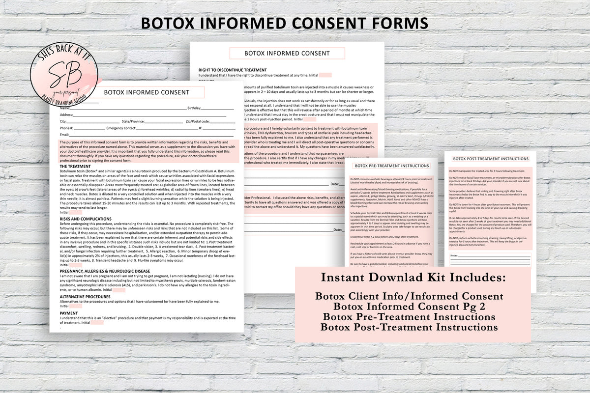 Botox Informed Consent | ShesBackAtIt | Printable Spa, Salon and ...