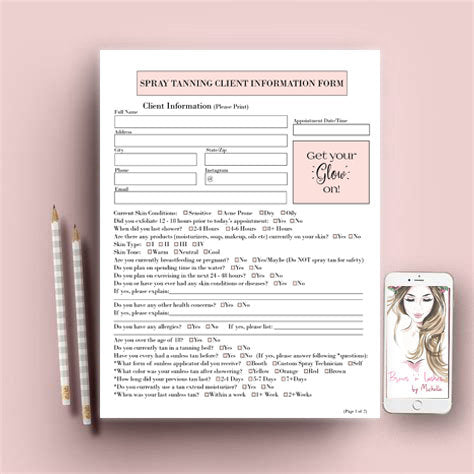 Spray Tan Client Forms | ShesBackAtIt | Printable Spa, Salon and ...