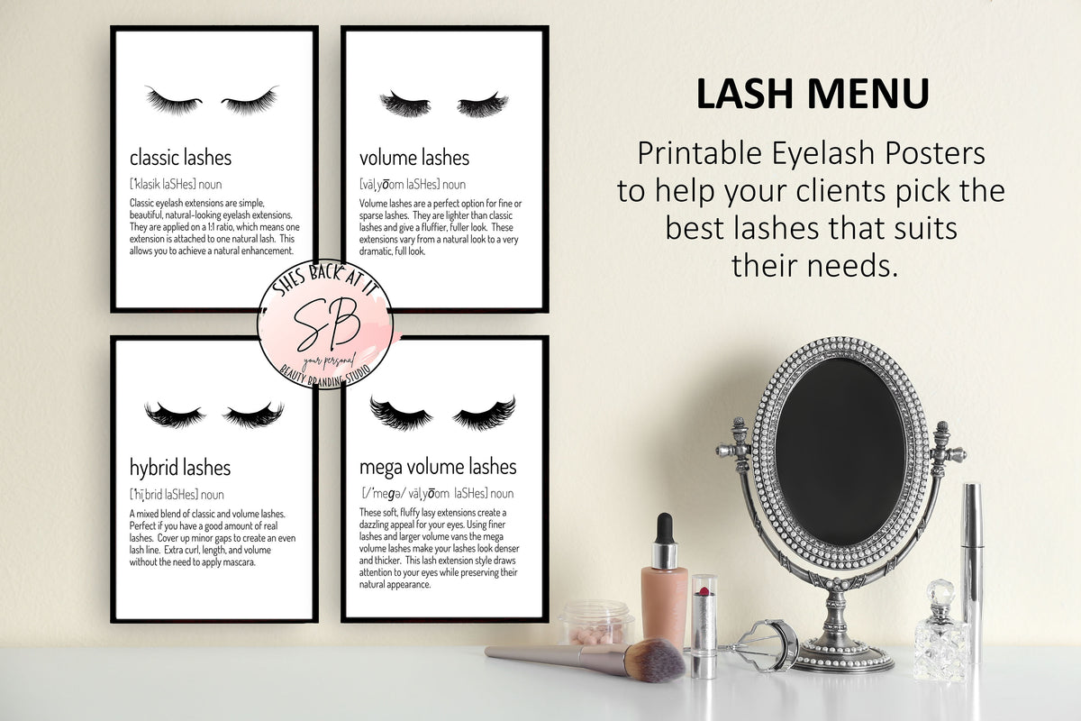 Lashes Poster | ShesBackAtIt | Printable Spa, Salon and Esthetician ...